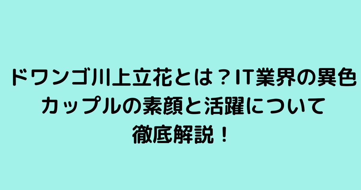 ドワンゴ川上立花とは？IT業界の異色カップルの素顔と活躍について徹底解説！ - 1pack！